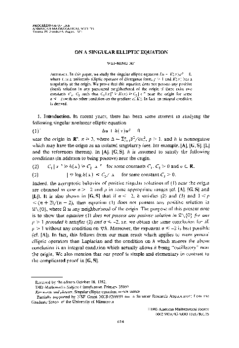 (PDF) On a singular elliptic equation