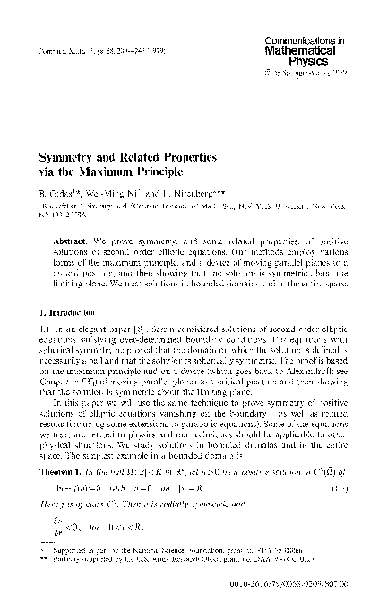 (PDF) Symmetry and related properties via the maximum principle