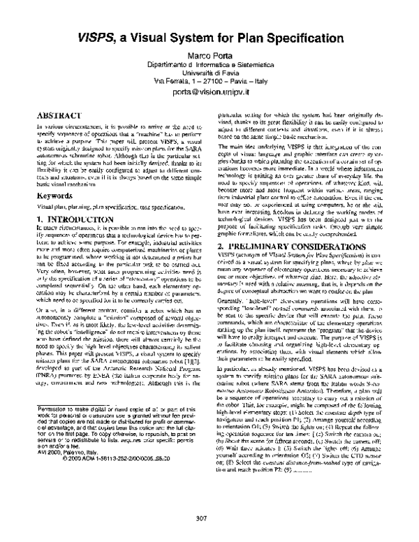 (PDF) VISPS , a visual system for plan specification