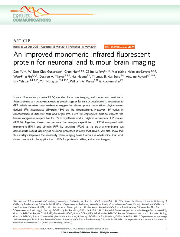 (PDF) An improved monomeric infrared fluorescent protein for neuronal ...