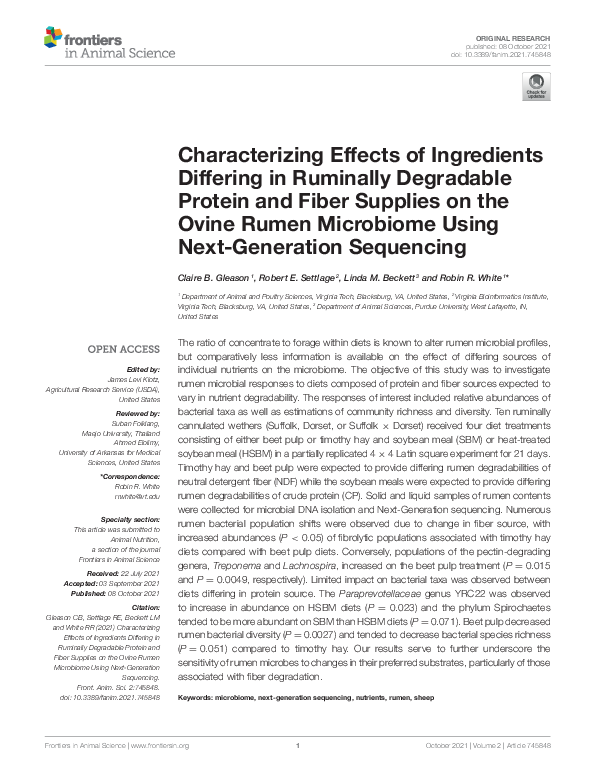 (PDF) Characterizing Effects of Ingredients Differing in Ruminally ...