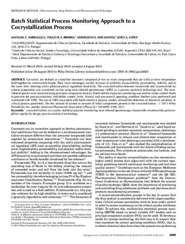 (PDF) Batch Statistical Process Monitoring Approach to a Cocrystallization Process
