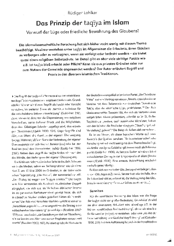 (PDF) Das Prinzip der Taqiya im Islam
