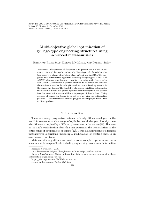(PDF) Multi-objective global optimization of grillage-type engineering structures using advanced ...