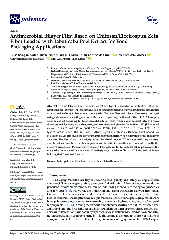 (PDF) Antimicrobial Bilayer Film Based on Chitosan/Electrospun Zein Fiber Loaded with Jaboticaba ...