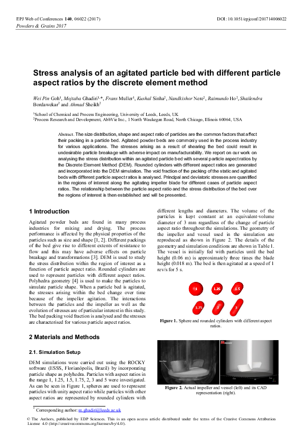 (PDF) Stress analysis of an agitated particle bed with different particle aspect ratios by the ...