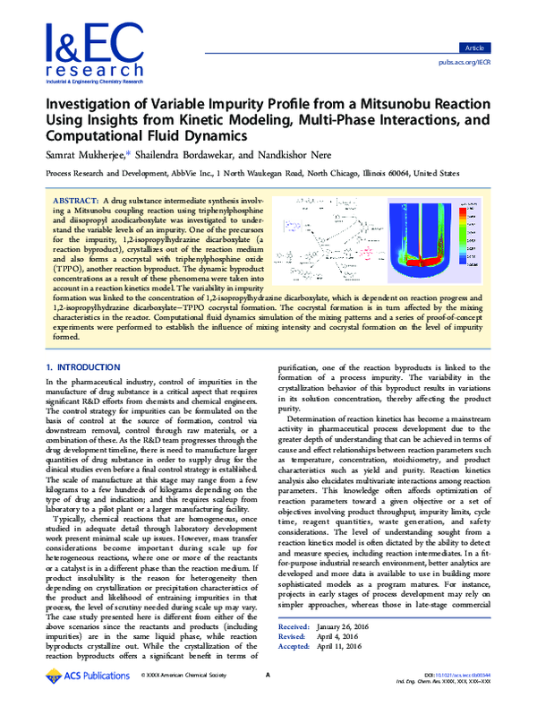 (PDF) Investigation of Variable Impurity Profile from a Mitsunobu Reaction Using Insights from ...