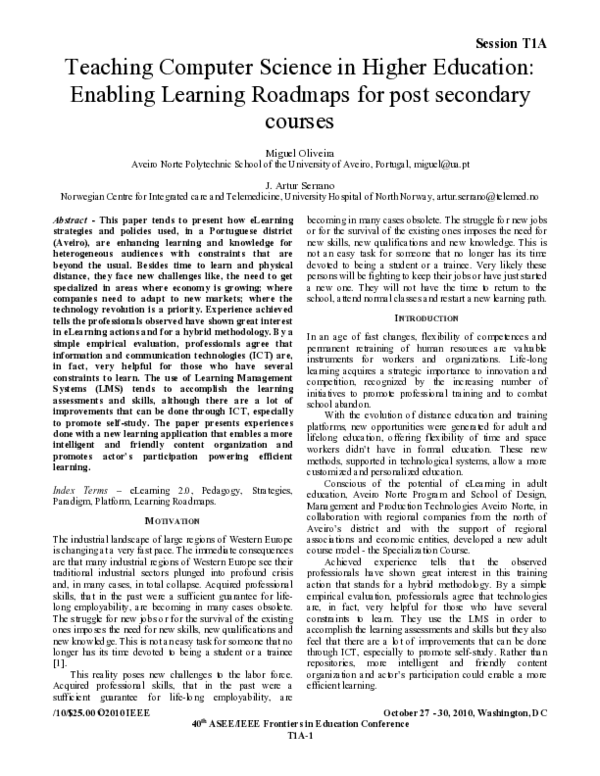 (PDF) Teaching computer science in higher education: Enabling learning roadmaps for post ...