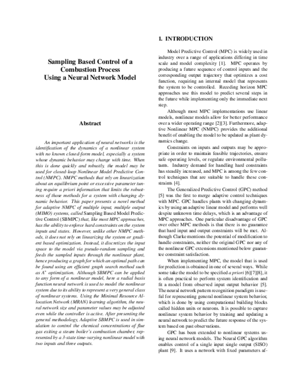 (PDF) Sampling based control of a combustion process using a neural network model