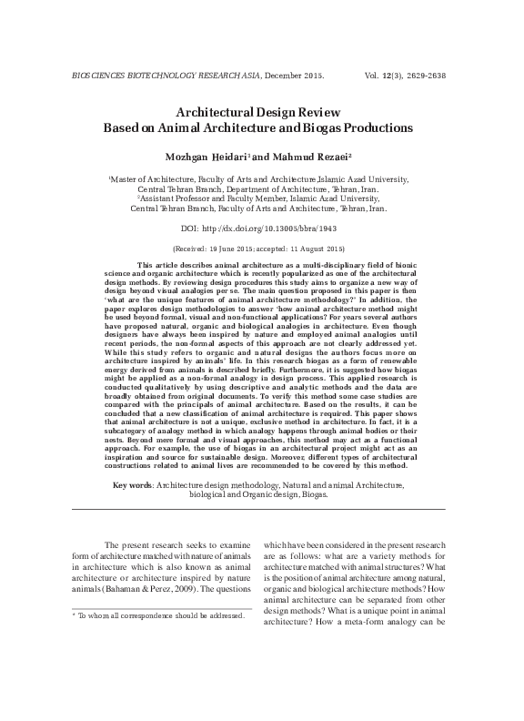 (PDF) Architectural Design Review Based on Animal Architecture and ...