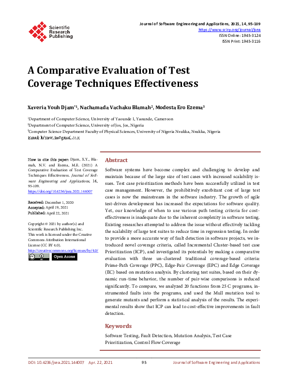 Pdf A Comparative Evaluation Of Test Coverage Techniques Effectiveness