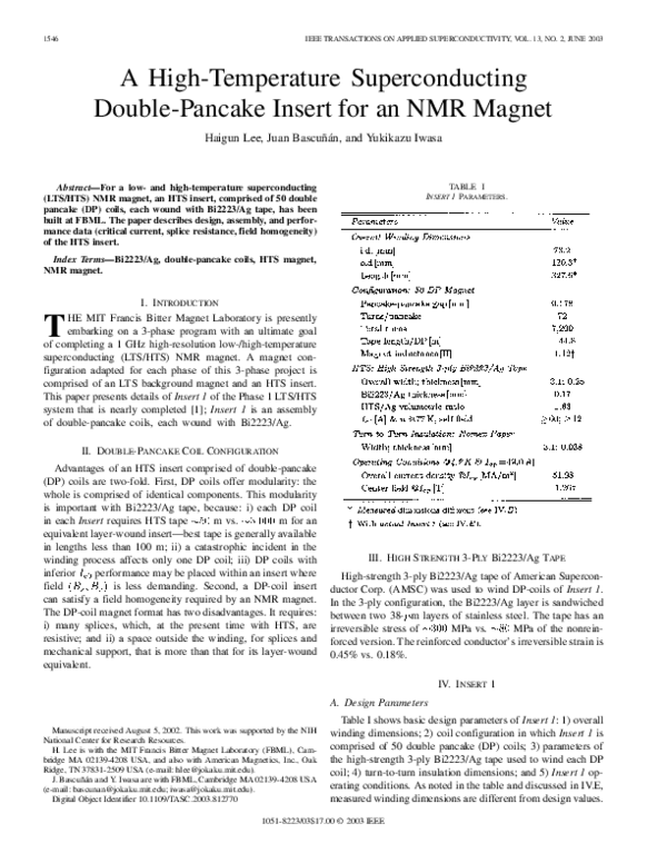 (PDF) A high-temperature superconducting double-pancake insert for an ...