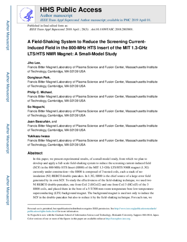 (PDF) A Field-Shaking System to Reduce the Screening-Current-Induced ...