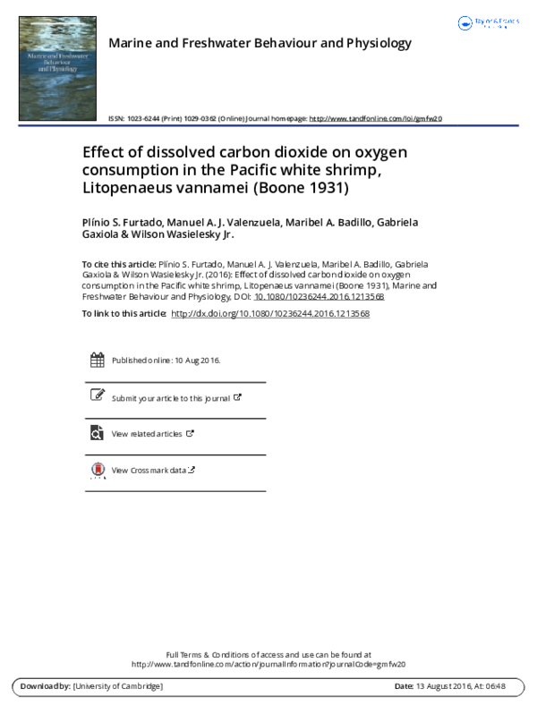 (PDF) Effect of dissolved carbon dioxide on oxygen consumption in the ...