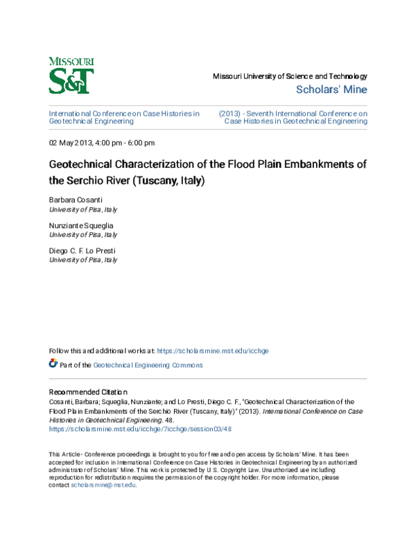 (PDF) Geotechnical Characterization of the Flood Plain Embankments of ...