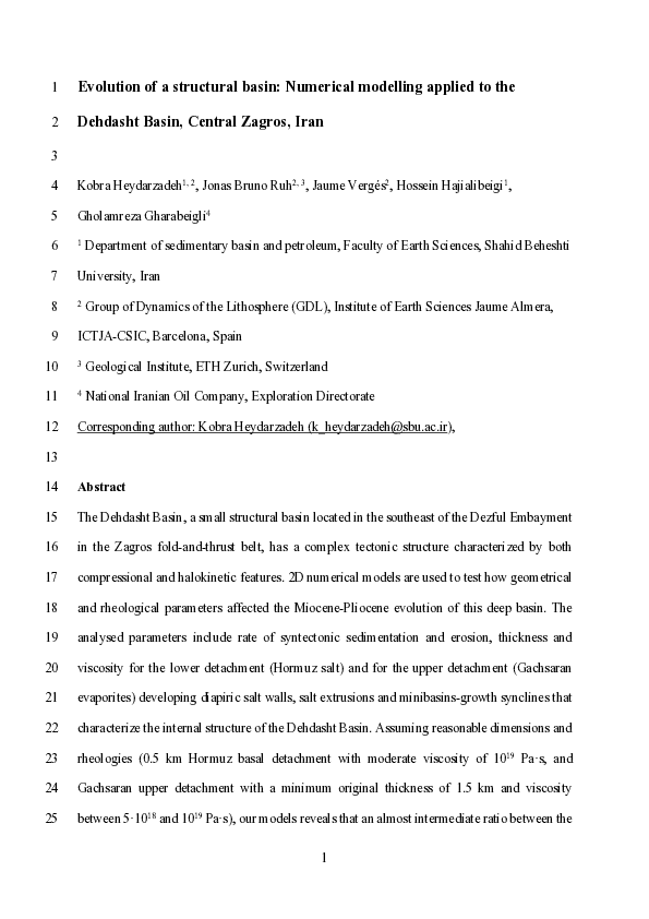 (PDF) Evolution of a structural basin: Numerical modelling applied to ...