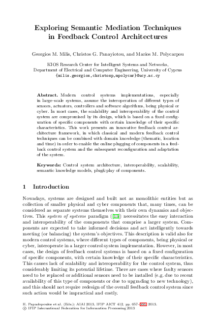 (PDF) Exploring Semantic Mediation Techniques in Feedback Control Architectures
