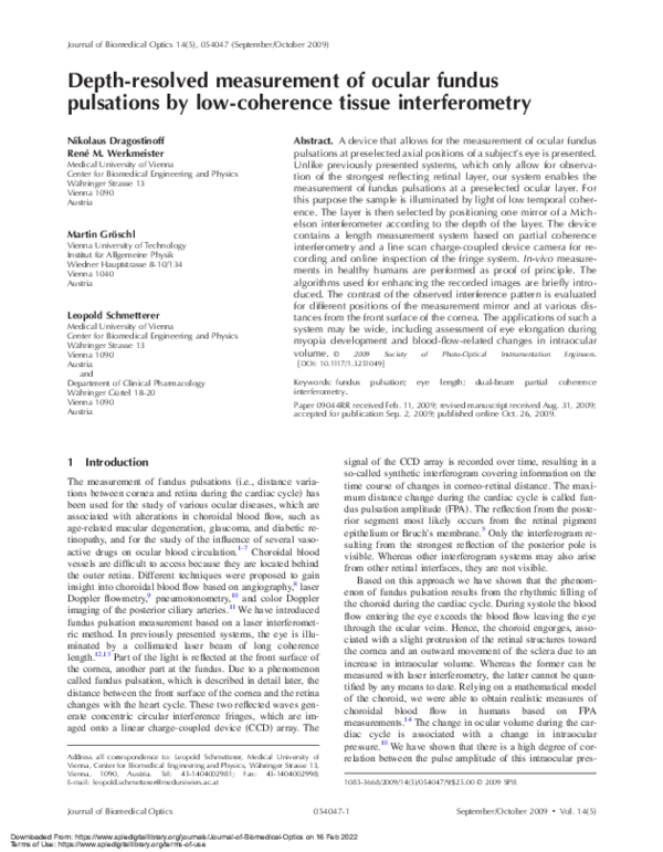 (PDF) Depth-resolved measurement of ocular fundus pulsations by low ...