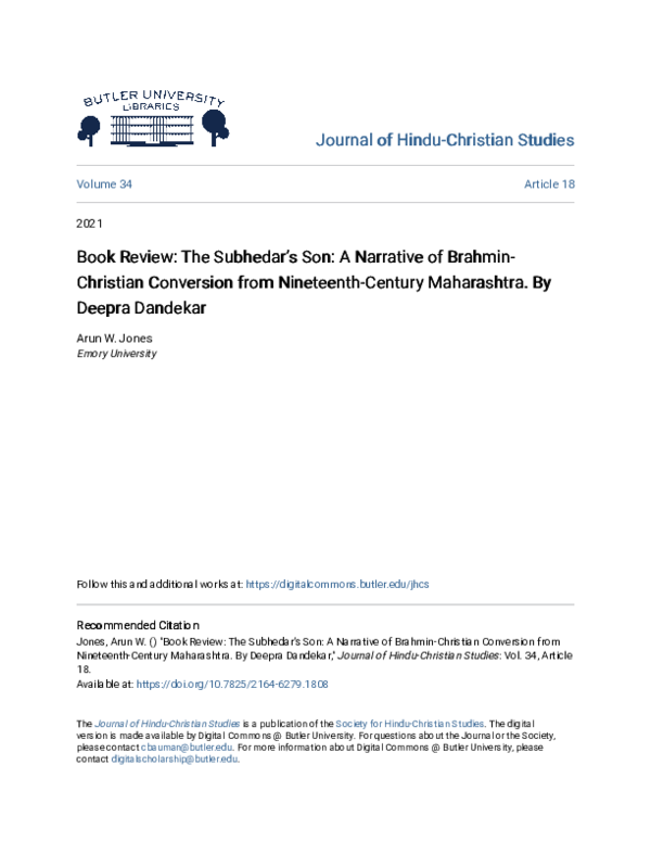(PDF) Book Review: The Subhedar’s Son: A Narrative of Brahmin-Christian ...