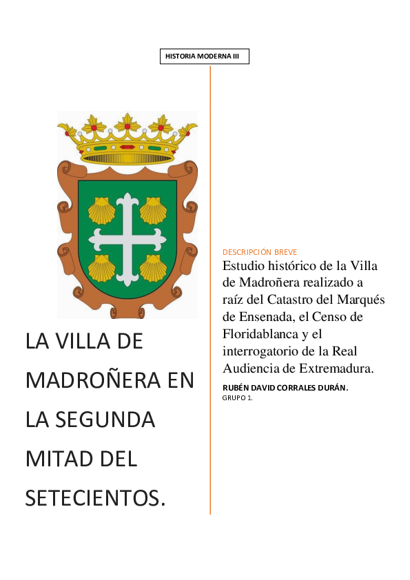 (PDF) La Villa de Madroñera en la segunda mitad del Setecientos