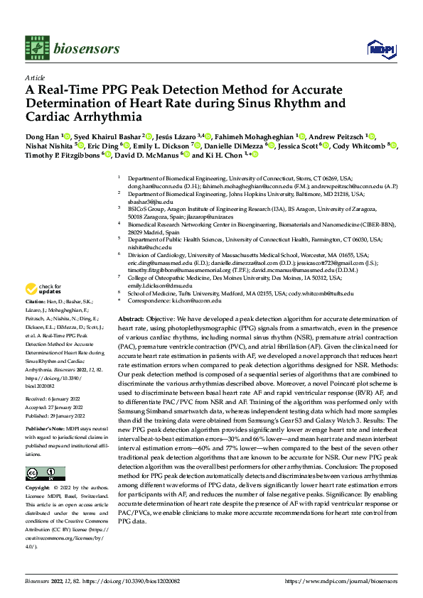 (PDF) A Real-Time PPG Peak Detection Method for Accurate Determination of Heart Rate during ...