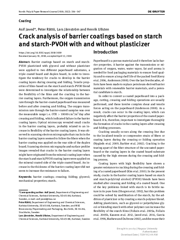 (PDF) Crack analysis of barrier coatings based on starch and starch ...