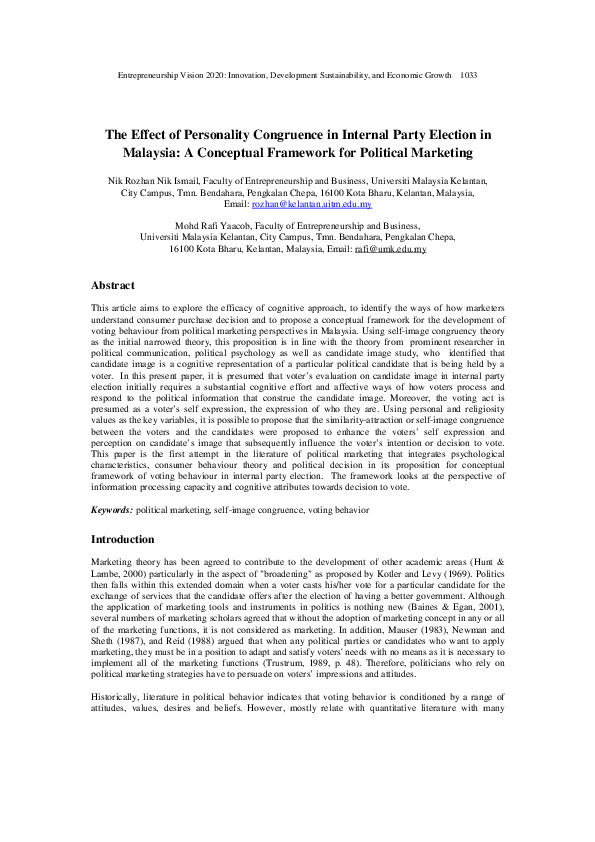 (PDF) The effect of personality congruence in internal party election ...
