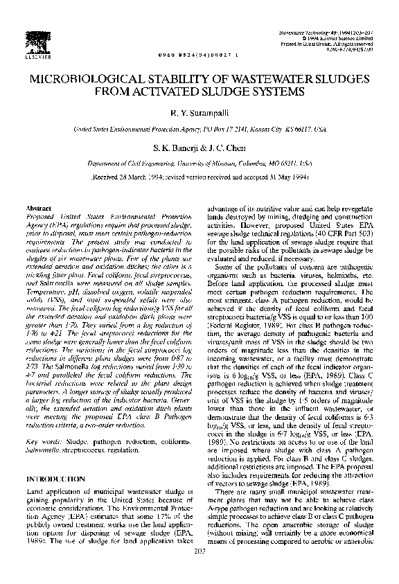 (PDF) Microbiological stability of wastewater sludges from activated ...