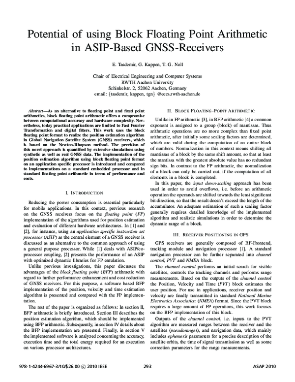 (PDF) Potential of using block floating point arithmetic in ASIP-based ...