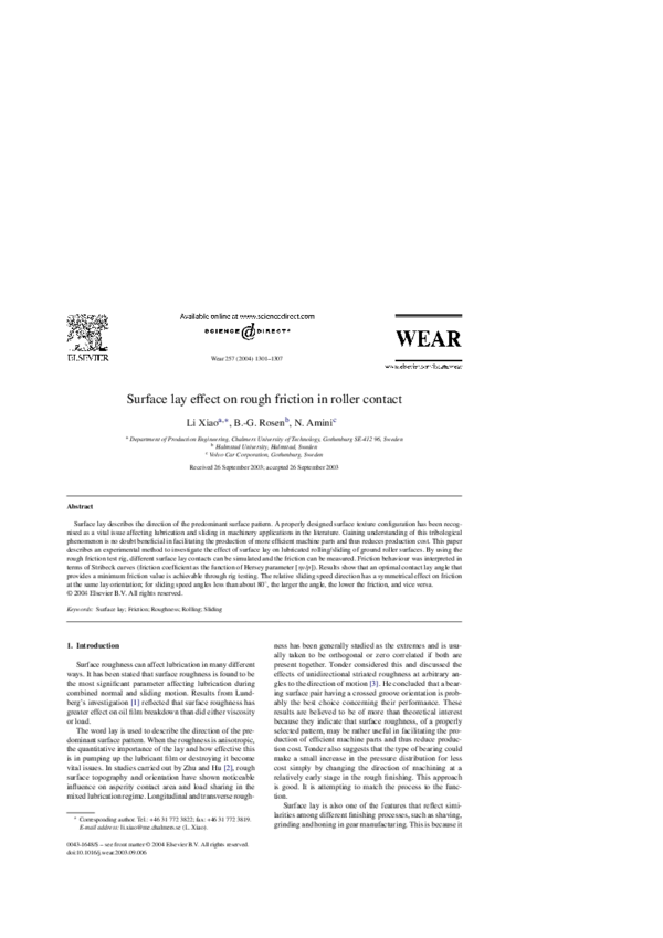 (PDF) Surface lay effect on rough friction in roller contact