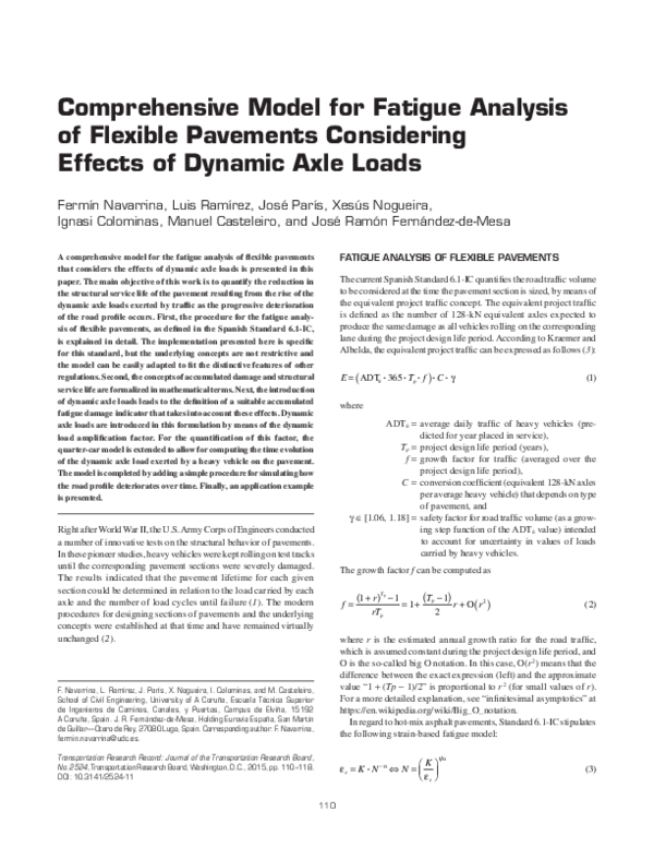 (PDF) Comprehensive Model for Fatigue Analysis of Flexible Pavements ...