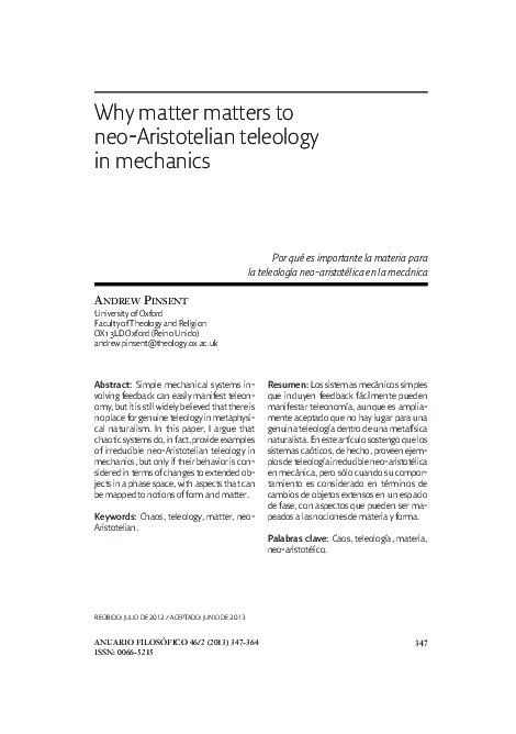 (PDF) Por qué es importante la materia para la teleología neo ...