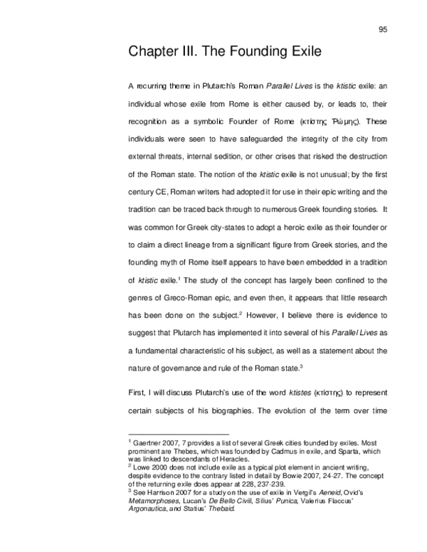 (PDF) Exile in Plutarch's Parallel Lives - Chapter III. The Founding Exile