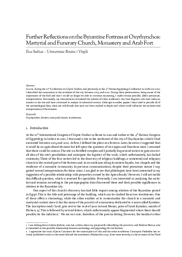 (PDF) Further Reflections on the Byzantine Fortress at Oxyrhynchos ...