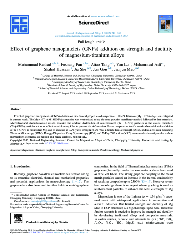 (PDF) Effect of graphene nanoplatelets (GNPs) addition on strength and ...