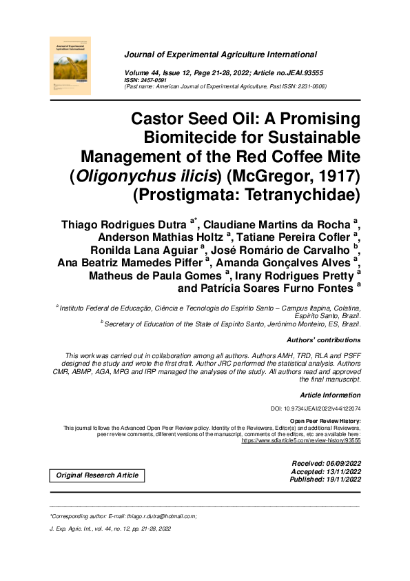 (PDF) Castor Seed Oil: A Promising Biomitecide for Sustainable ...
