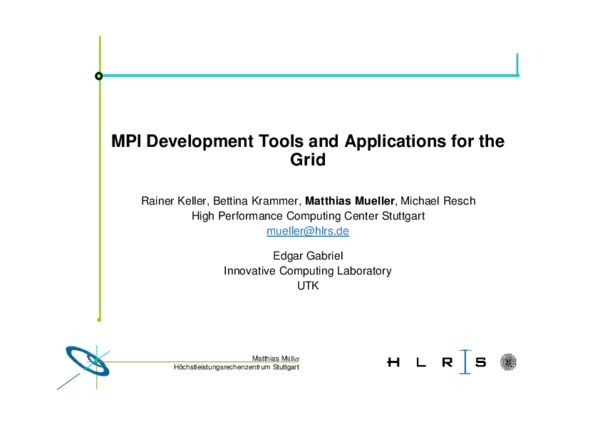 (PDF) MPI development tools and applications for the grid