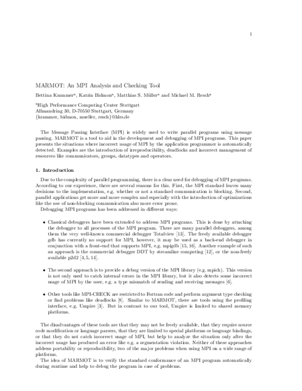 (PDF) MARMOT: An MPI analysis and checking tool