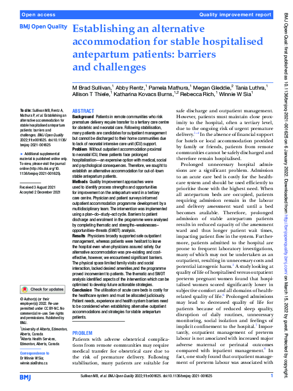 (PDF) Establishing an alternative accommodation for stable hospitalised ...