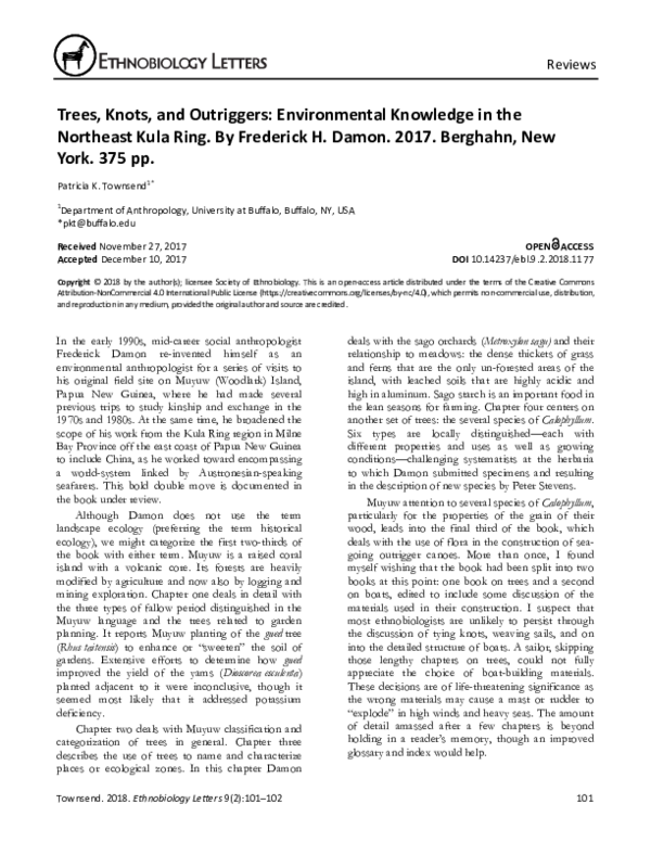 (PDF) Trees, Knots, and Outriggers: Environmental Knowledge in the ...