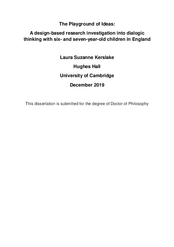 (PDF) The Playground of Ideas: A design-based research investigation into dialogic thinking with ...