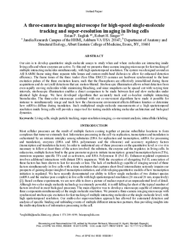(PDF) A three-camera imaging microscope for high-speed single-molecule tracking and super ...