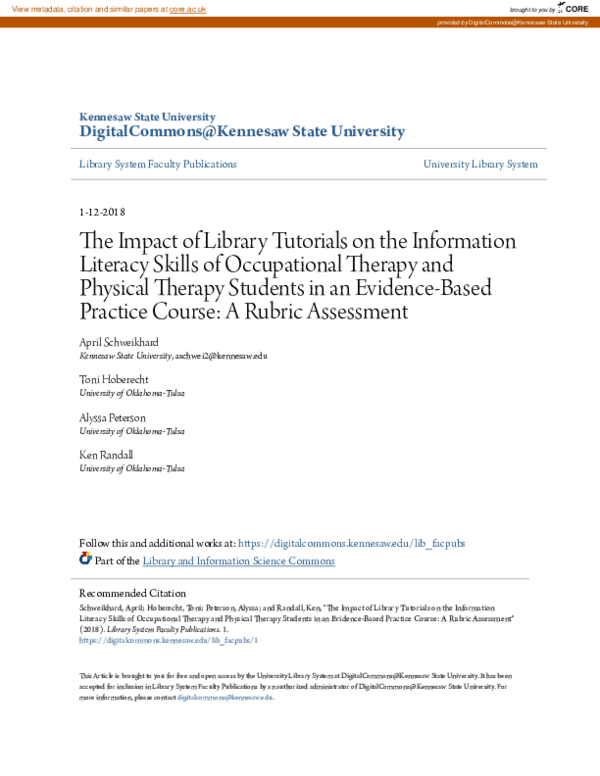 (PDF) The Impact of Library Tutorials on the Information Literacy ...