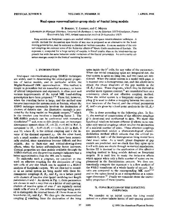 (PDF) Real-space renormalization-group study of fractal Ising models