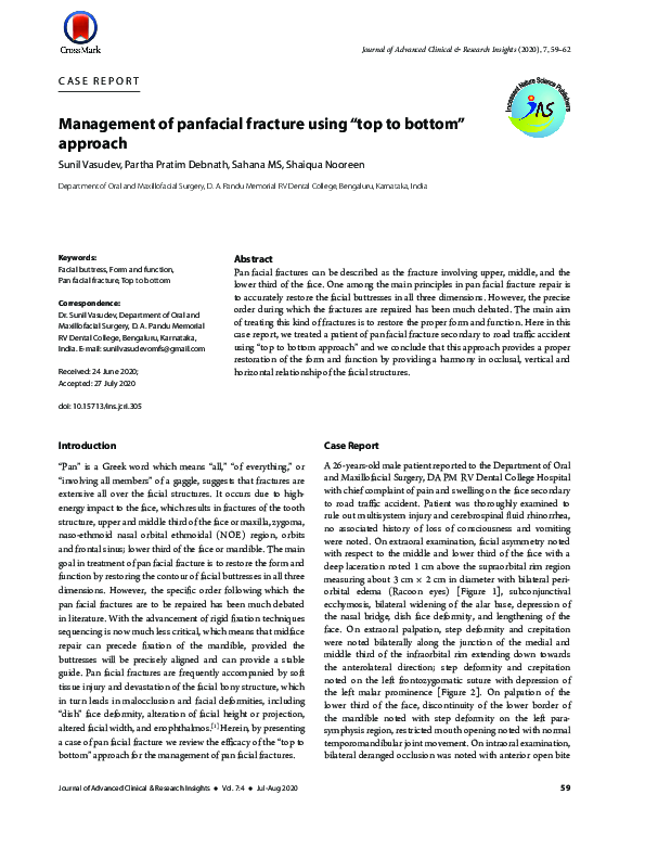 (PDF) Management of panfacial fracture using "top to bottom" approach