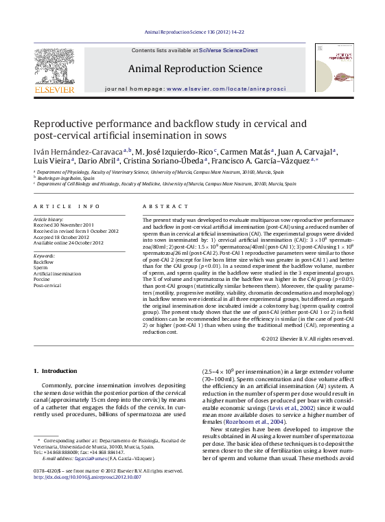 (PDF) Reproductive performance and backflow study in cervical and post-cervical artificial ...