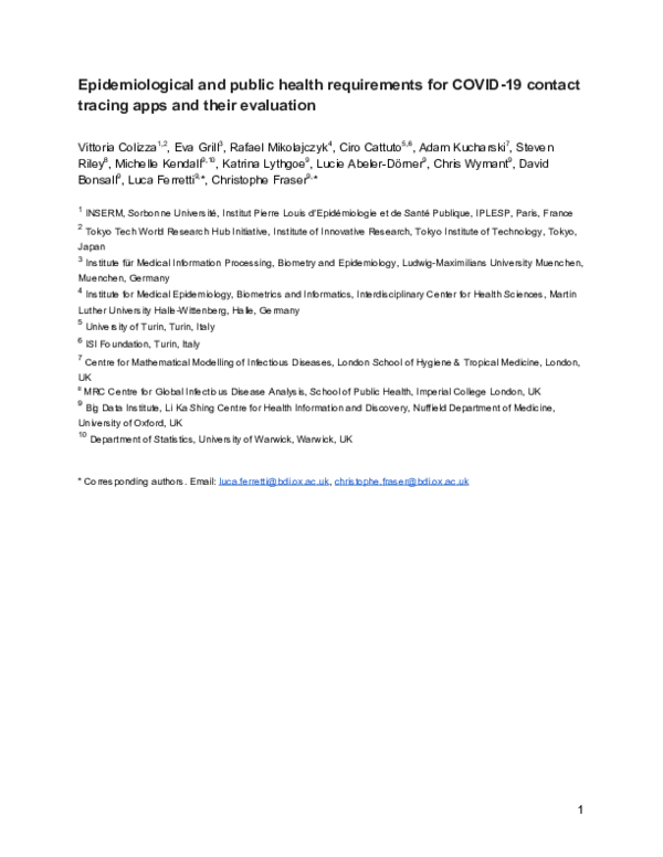 (PDF) Epidemiological and public health requirements for COVID-19 ...