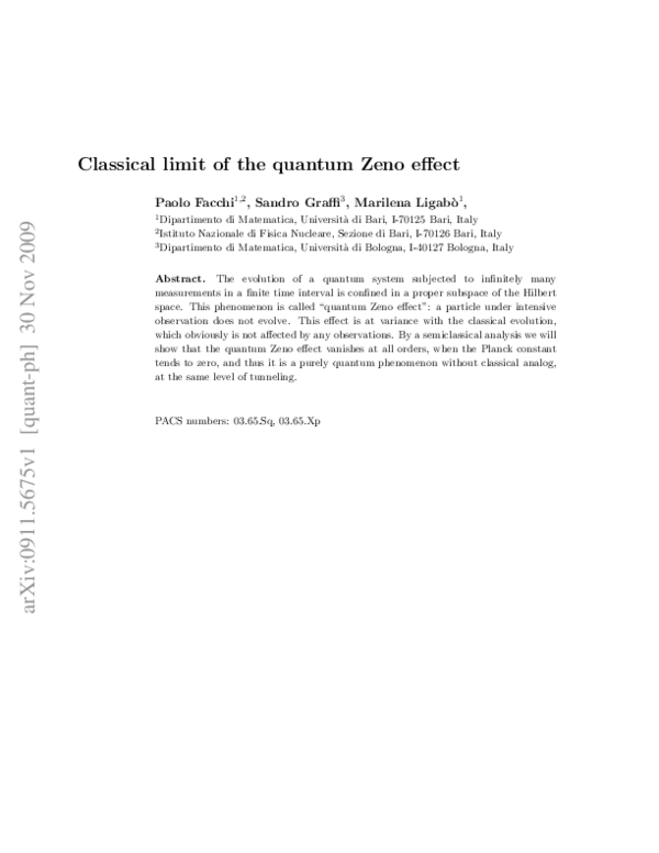 (PDF) The classical limit of the quantum Zeno effect