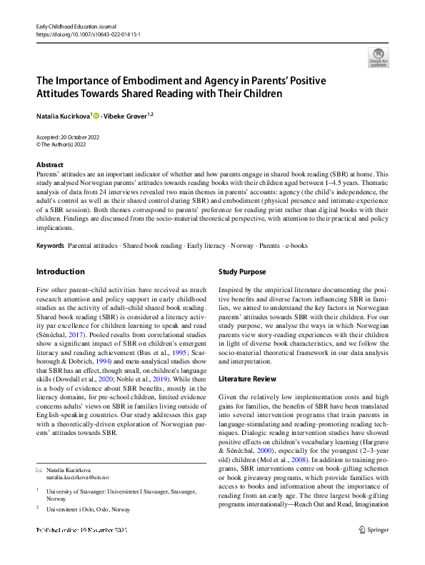 (PDF) The Importance of Embodiment and Agency in Parents’ Positive Attitudes Towards Shared ...