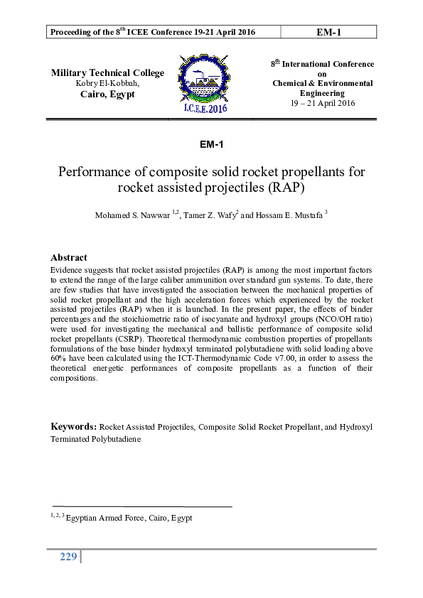 (PDF) Performance of composite solid rocket propellants for rocket ...